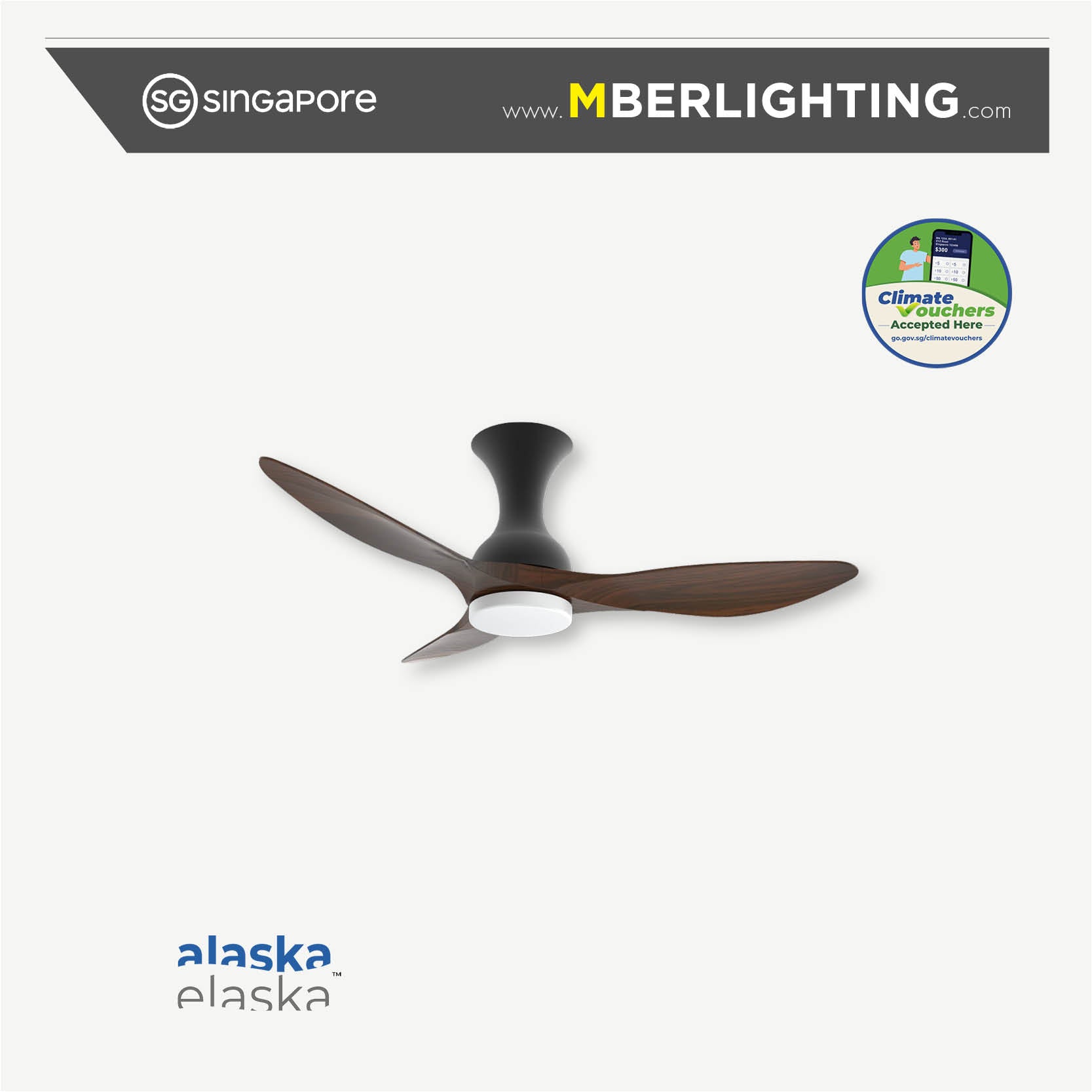 DRAFT 3-Blades Hugger Ceiling Fan DARK WOOD – MBER Lighting & Ceiling Fan
