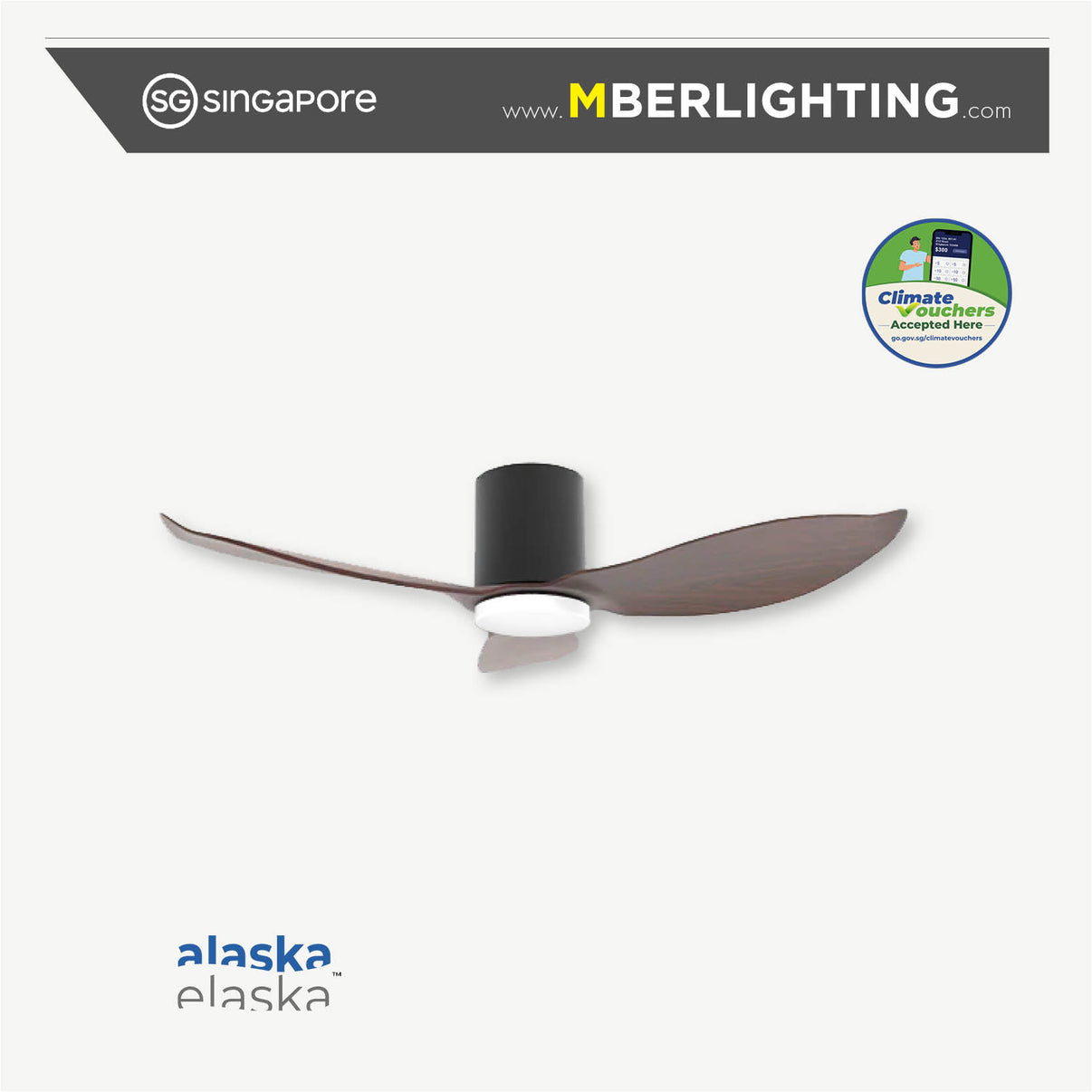 HYDSEN 3-Blades Hugger Ceiling Fan DARK WOOD – MBER Lighting & Ceiling Fan