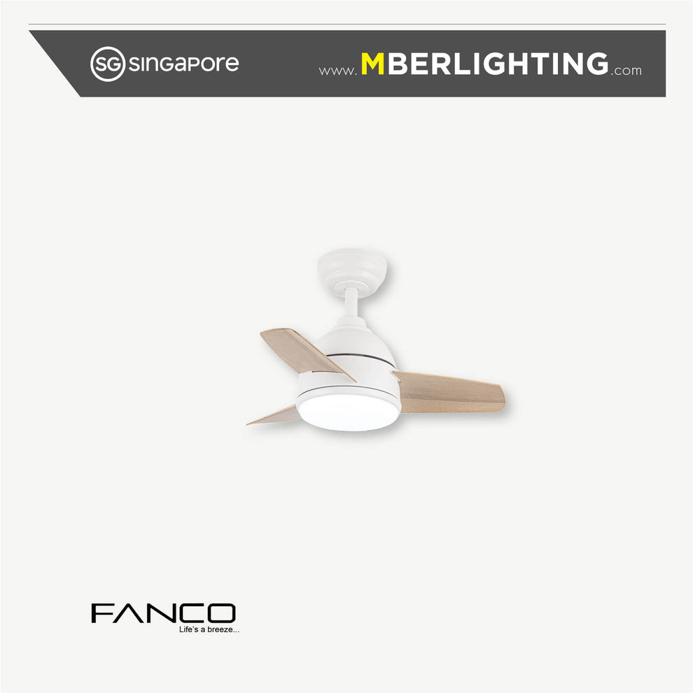 MINI BEE 3-Blades Drop-Rod Ceiling Fan WHITE PINE – MBER Lighting ...