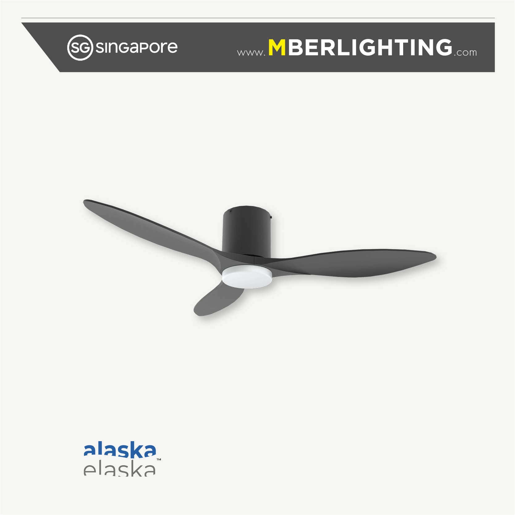 eBEY7 3-Blades Hugger Ceiling Fan BLACK – MBER Lighting & Ceiling Fan